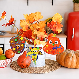 Winlyn 72 Sets Magic Color Scratch Art Fall Ornaments Decorations DIY Fall Craft Kits Scratch Paper Autumn Maple Oak Leaves Pumkins Acorns for Kids Party Favors Classroom Home Activity Art Project
