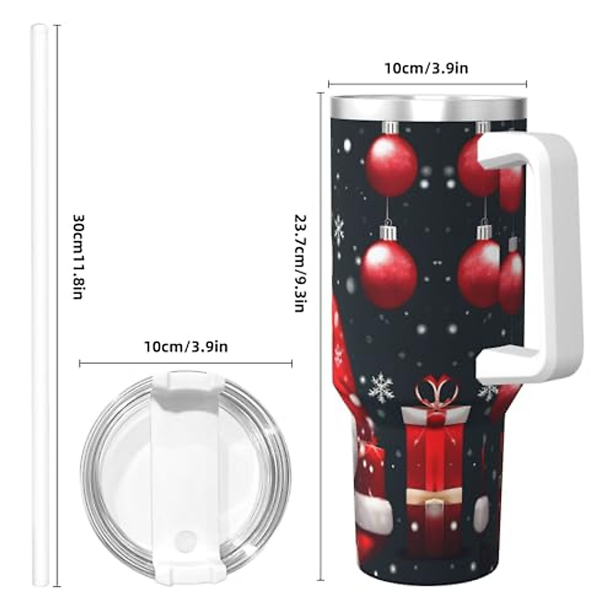 HULIBIN Christmas Santa Clauss Print Double Deck Stainless Steel Travel Coffee Cup With Lid 40 Oz Ice Bully Cup