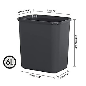 kubvici 6L Mini Trash Can 1.6 Gallon Trash Can Set of 3 Suitable for Bathroom, Car, Bedroom, Kitchen, Office, Living Room (Charcoal Gray, 3)