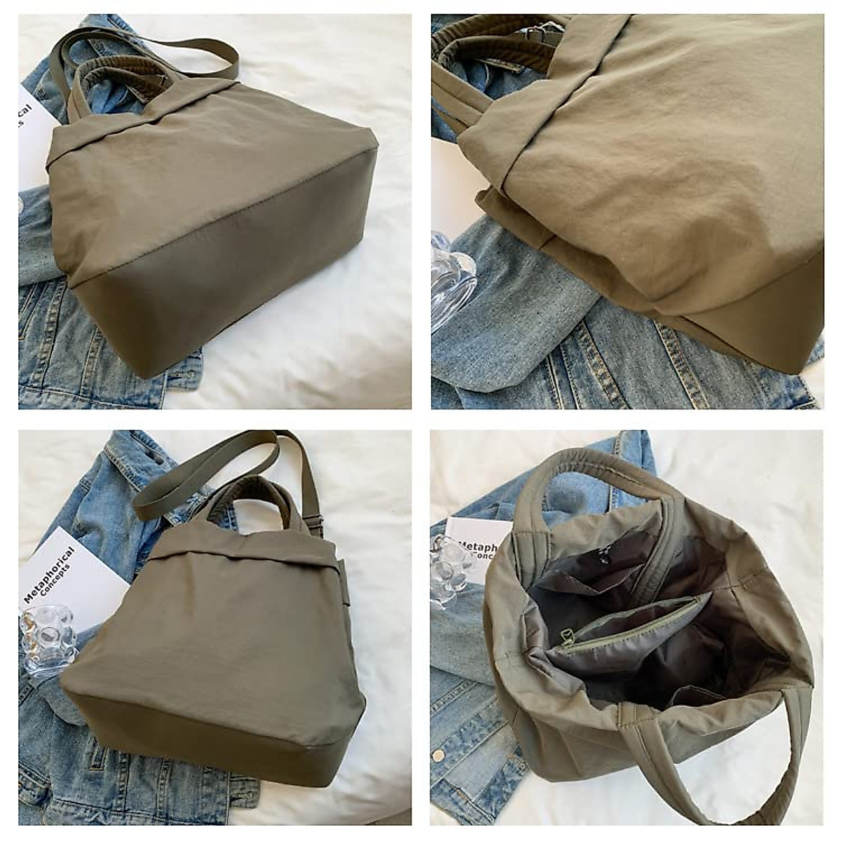 HACODAN Fairy Grunge Aesthetic Tote Bag Boho Canvas Crossbody Bag, Men Women Girls Harajuku Shoulder Bag Large Handbag (Yellow)