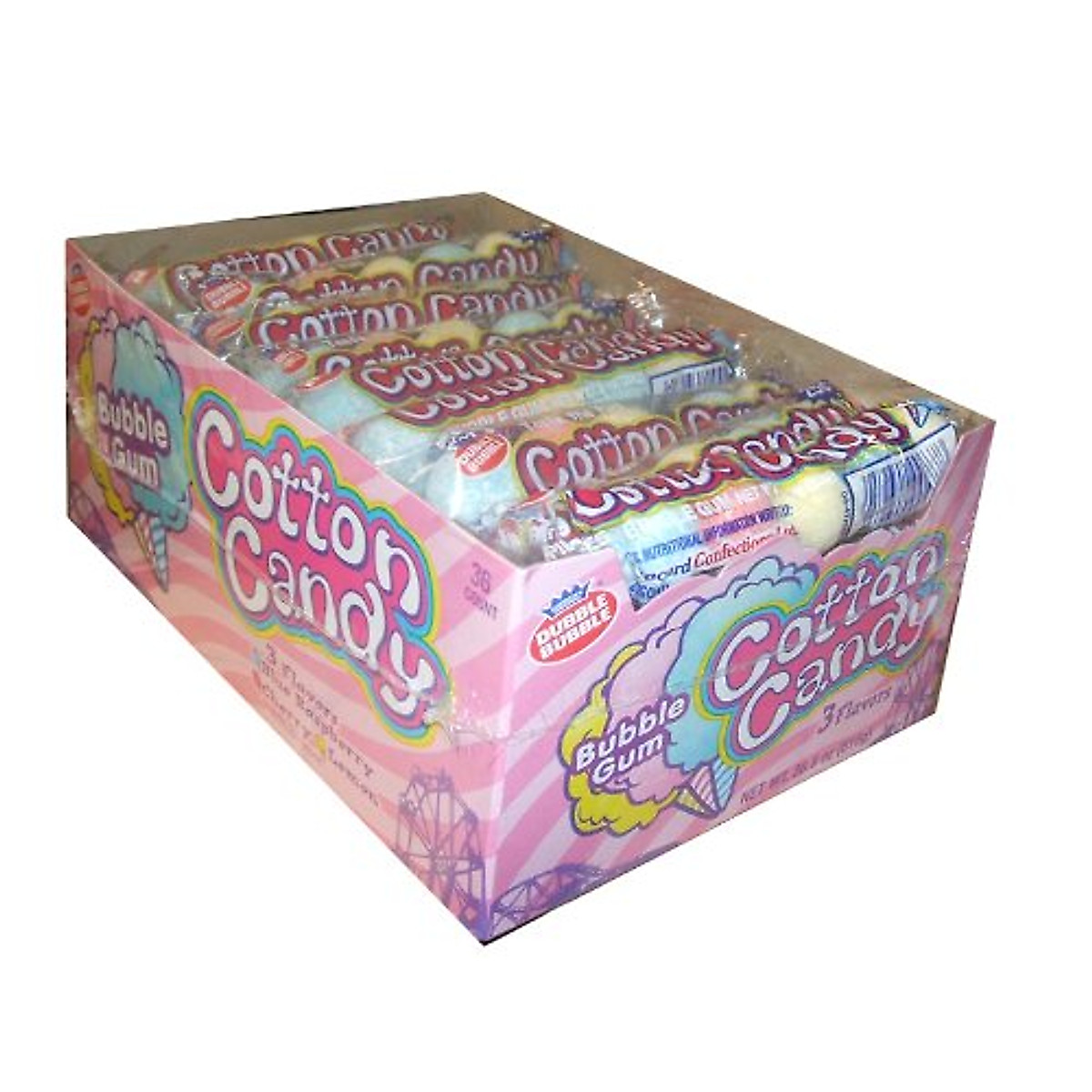Dubble Bubble Cotton Candy Bubble Gum 5 Pieces Per Sleeve (Pack of 36)