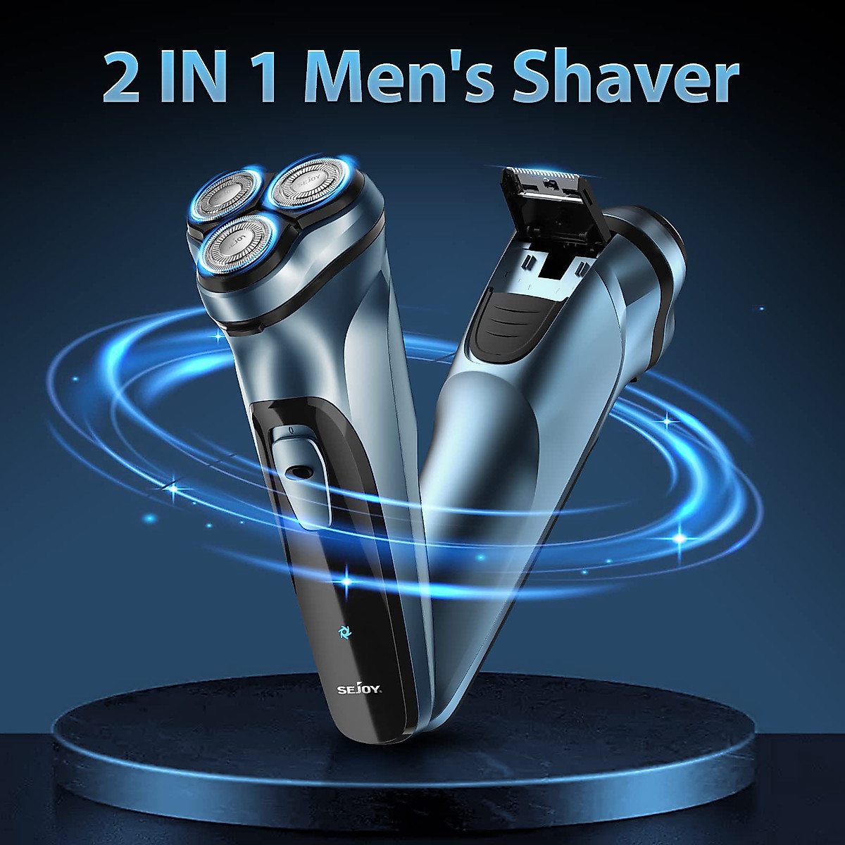 Sejoy Electric Razor for Men, Mens Electric Shavers, Rechargeable Electric Razor Shaving Machines, with Pop-up Trimmer, 1 Hour Fast Charging, 3D Floating Head, LCD Power Indicator