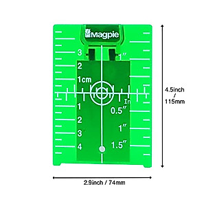 Magpie Laser Target Card Plate - Enhanced Visibility and Accuracy with Magnetic Super-Slim Plates, Measurement Scale in Both Inches and Centimeters, Designed for Both Red and Green Laser Devices