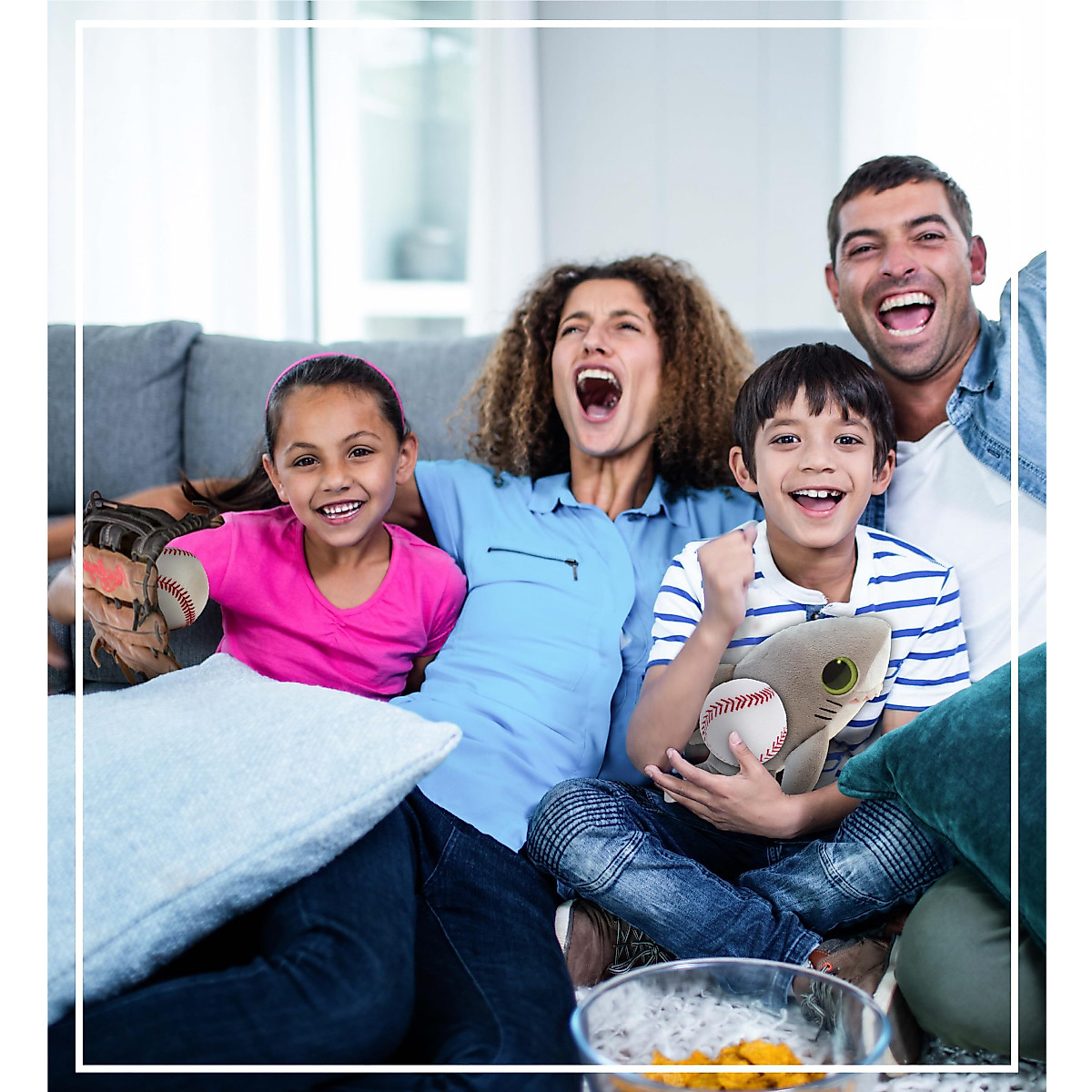 DolliBu Big-Eye Shark Stuffed Animal with Baseball Plush - Soft Huggable Shark, Adorable Shark Plush Toy, Personalized Soft Plush Doll Animal Toy for Kids and Adults - 6 Inches