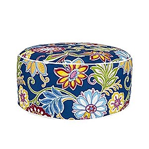 Inflatable air Ottoman Footstool Round Pouf 21x9 Inch Used for Indoor or Outdoor Kids/Adults Home Yoga Patio Deck Front Porch Backyard Garden Travel Portable Camping Bearing 285 lb (Dark Flower)