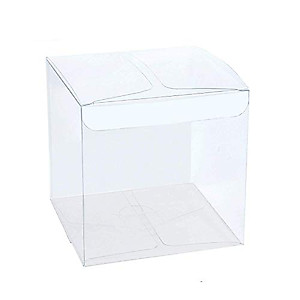Mose Cafolo 50pcs 2.5x2.5x2.5 inches (6.35x6.35x6.35cm) Clear Plastic Candy Gift Boxes Thick PVC Anti Scratch Holiday Wedding Party Favor (Transparent Cube Box)