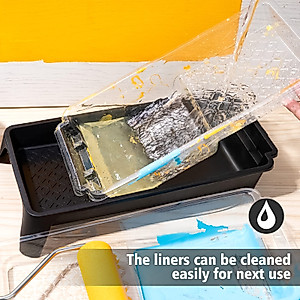 Mister Rui Paint Tray Liner, 12 Pack, 4 Inch Paint Tray, Disposable Paint Roller Tray Liners 10pcs, Small Paint Tray with Roller Handle, for Home Decor, Walls and Furniture