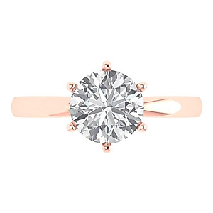 Clara Pucci 2.0 ct Round Cut Solitaire Genuine Moissanite Wedding Bridal Designer Anniversary Engagement Ring in 14k rose Gold for Women