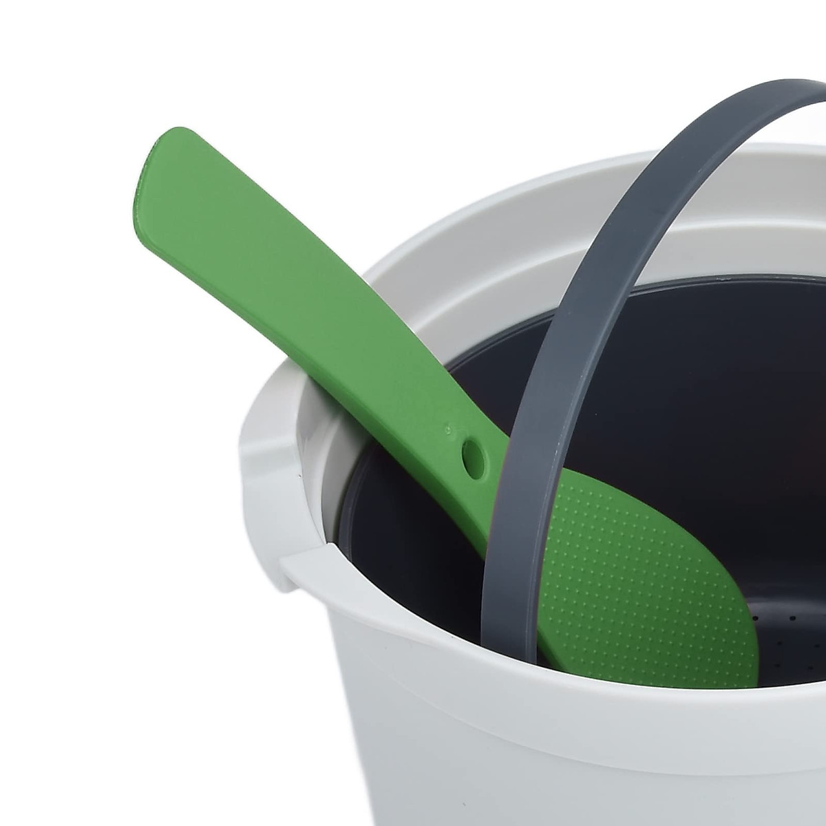 Microwave Rice Cooker, 2 L Pasta Cooker Microwaveable Food Grade PP Microwave Pressure Steamer Cooker Spoon Lid Strainer Non stick Steaming Pot Rice Cooke Cookware for Home Meal Prep Cooker (Green)