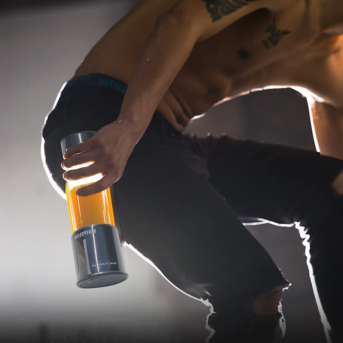 Portable Smoothie blender Glass bottle Mini USB rechargeable 2 battery Handheld Shakes blend Cup USB juicer Cordless (Jet Black)