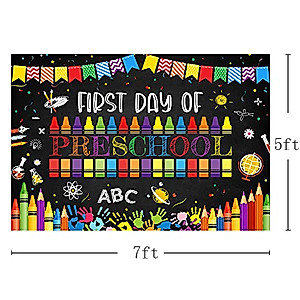 MEHOFOND 7x5ft Back to Preschool Backdrop for Kids Children Teachers and Students Classroom Party Decorations Supplies First Day of Preschool Kindergarten Photography Background Photo Studio Props