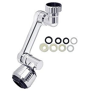 MLG Tools Universal 1080 Swivel Robotic Arm Swivel Extension Faucet Aerator Sink Water Splash rotatable Faucet Aerator 2 Mode Rotating Filter Extension，ABS