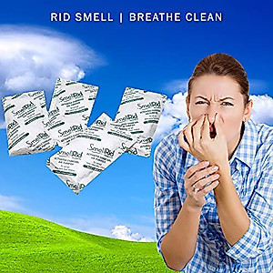 SMELLRID Reusable Activated Charcoal Odor Absorber That Works [10 Pack] - Medium 50 g (3.2" x 5”) Pack Treats 25 Sq. Ft. - Premium Natural Deodorizer for Purse, Helmet, Gloves, Pets, Safe & More