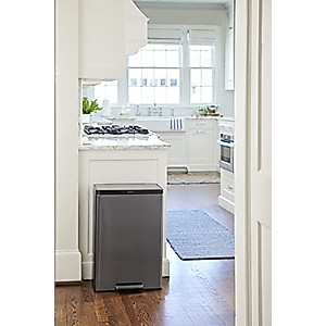 Rubbermaid Stainless Steel Metal Step-On Trash Can for Home and Kitchen, Charcoal, 12 Gallon, 2112520