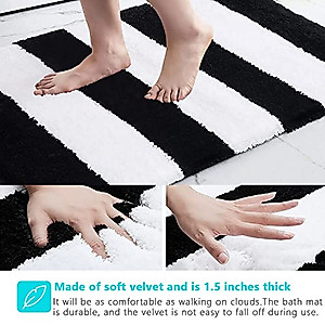 WEIDUOYI Microfiber Bathroom Rugs, Non-Slip Shaggy Soft Bath Rug, Thick Plush Bathroom Mat, Ultra Absorbent and Machine Washable Dry Bath Mats for Bathroom, (16" x 24", Black)