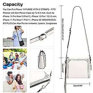 seOSTO Medium Crossbody Bags for Women, Shoulder Bag with Tassel Crossbody Purse Multi Pocket Bags(White)