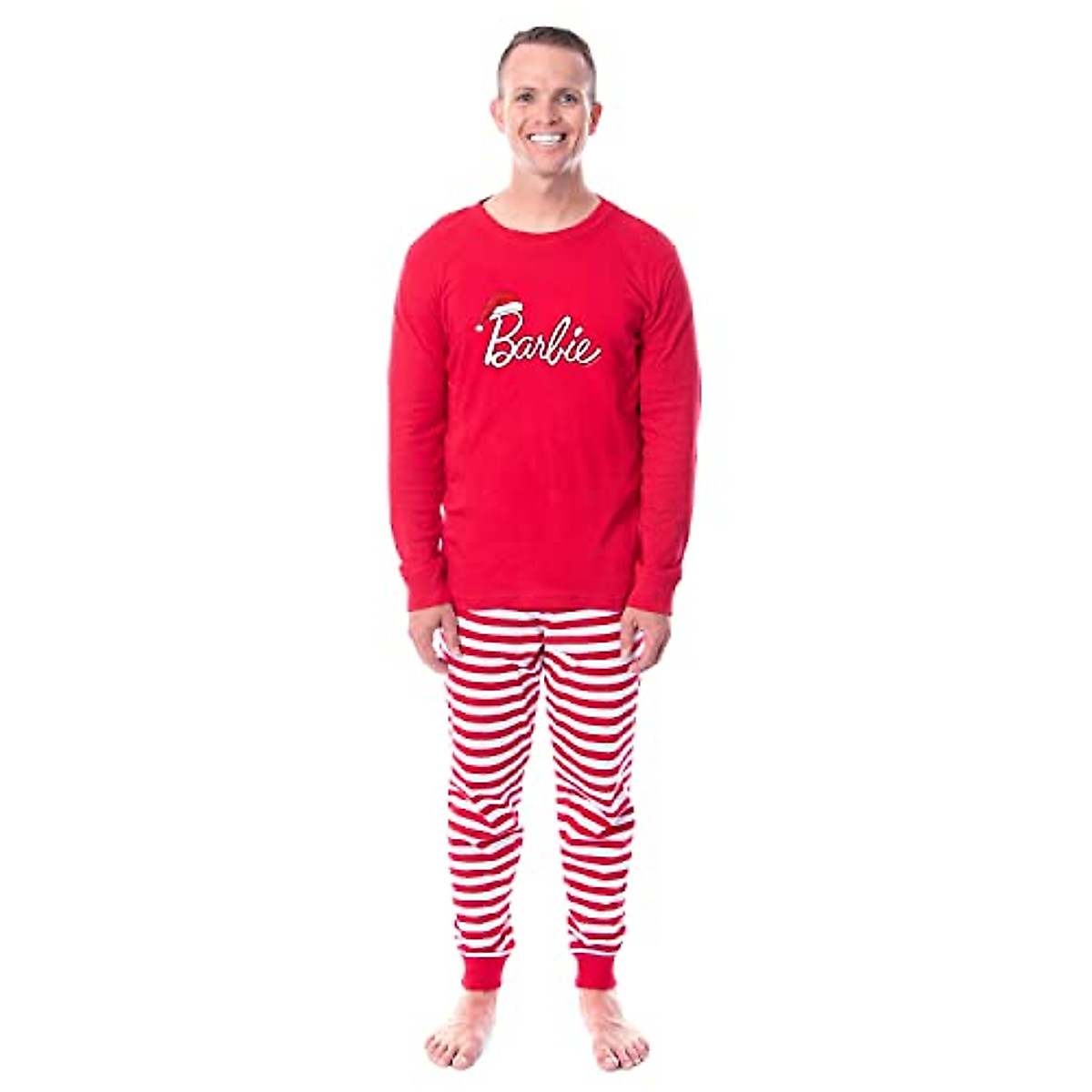 INTIMO Barbie Family Christmas Logo Santa Unisex Sleep 2 Piece Pajama Set (Adult, Small)