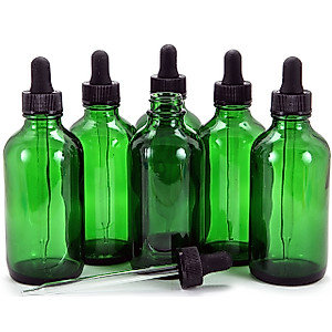 Vivaplex, 6, Green, 4 oz Glass Bottles, with Glass Eye Droppers