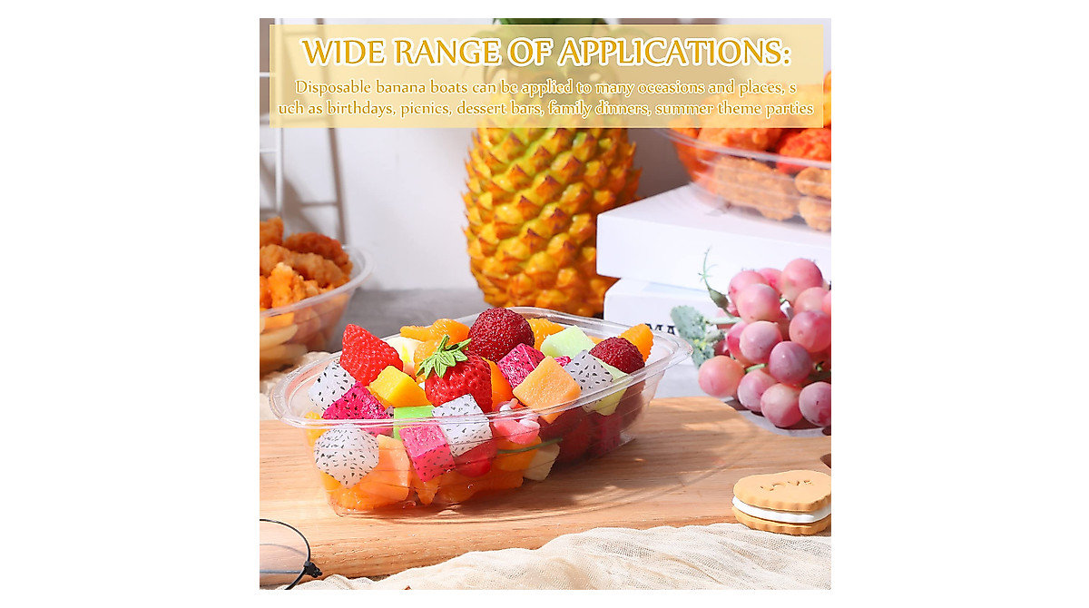 Disposable Banana Split Bowls - 200 Pack, 12oz