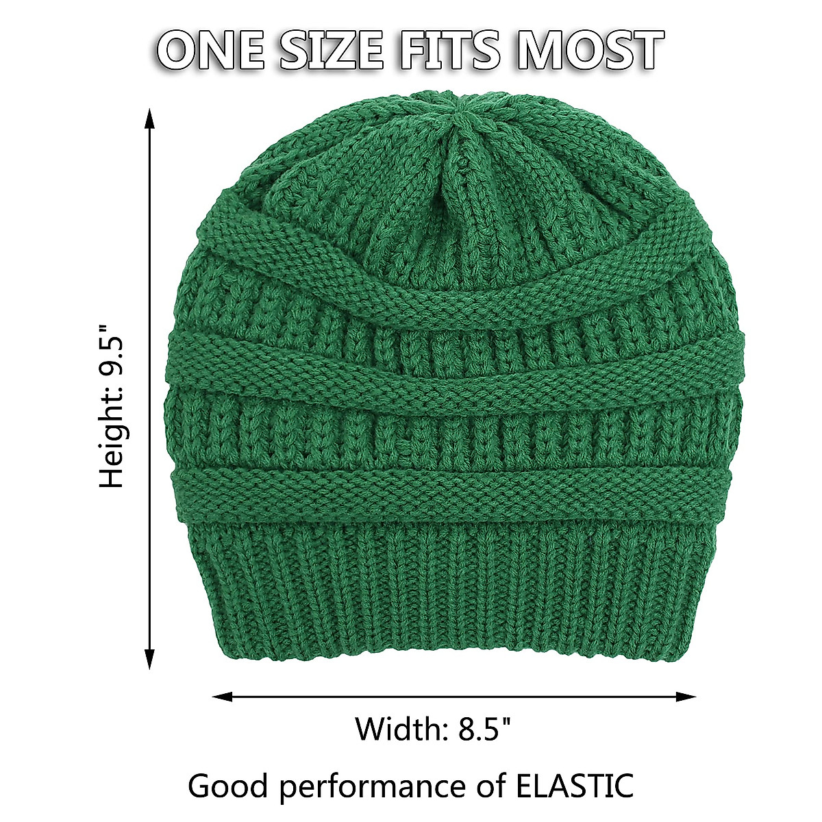 Muryobao Womens Winter Warm Knitted Hat Satin Silk Lined Cable Knit Beanie Chunky Slouchy Skull Cap Green