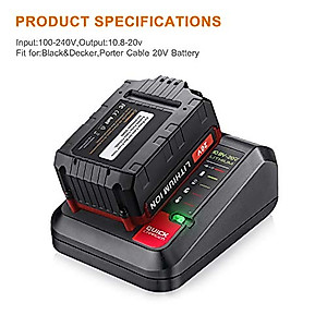 6000mAh PCC685L Lithium Ion Battery Compatible with Porter Cable 20V Battery for PCC685L PCC680L PCC682L PCC685LP with PCC692L Charger for Porter Cable 20V Battery PCC692L PCC680L PCC681L PCC685L