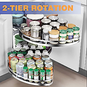 HAVEITS Blind Corner Pull Out Cabinet Organizer, Soft Close Swing Left Lazy Susan with Non-slip Trays for 36 inch Kitchen Cabinets, Heavy Duty Blind Corner Storage for Right Handed Open Cabinet