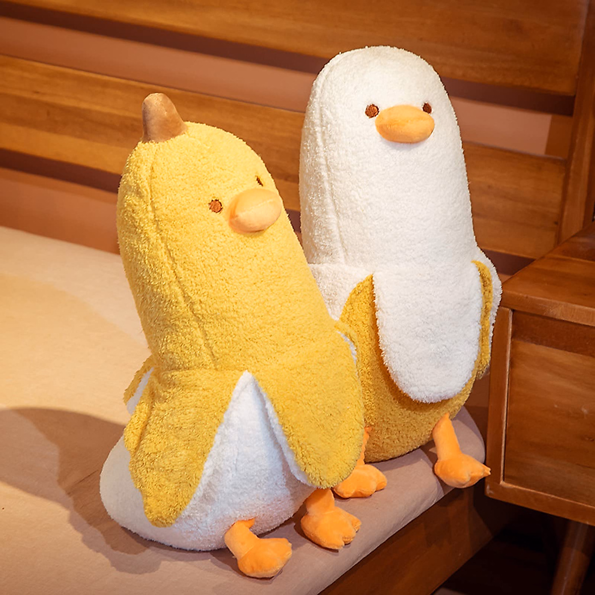 hitoshe Banana Duck Plush Toy, Banana Duck Stuffed Animals Doll Cute Plushie Hugging Plush Pillow Gift for Girls and Boys (White, 19.68 inch)