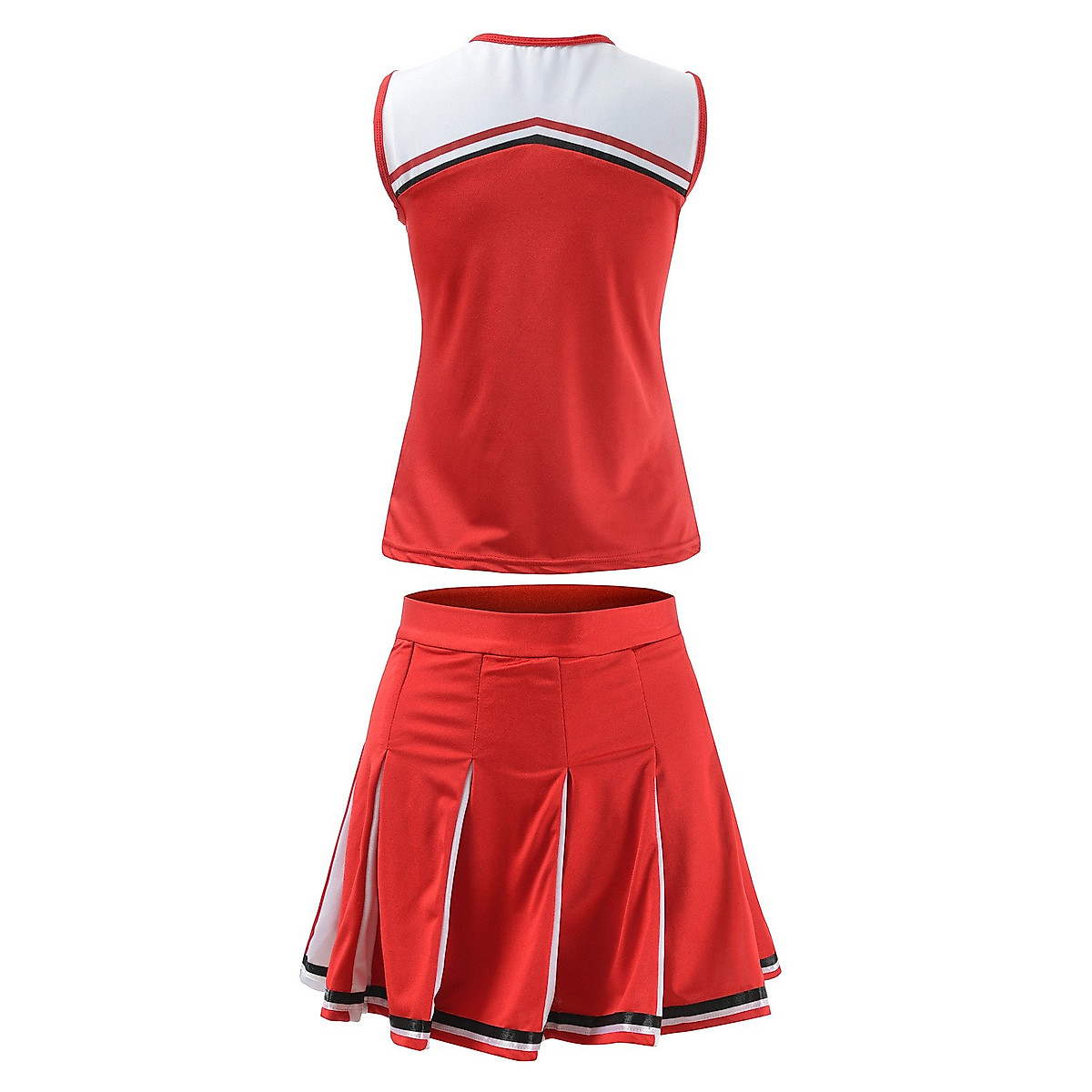 OurLore Women's High School Musical Cheerio Classic Cheerleader Athletic Sport Uniform Fancy Dress (Red, US 6-8)