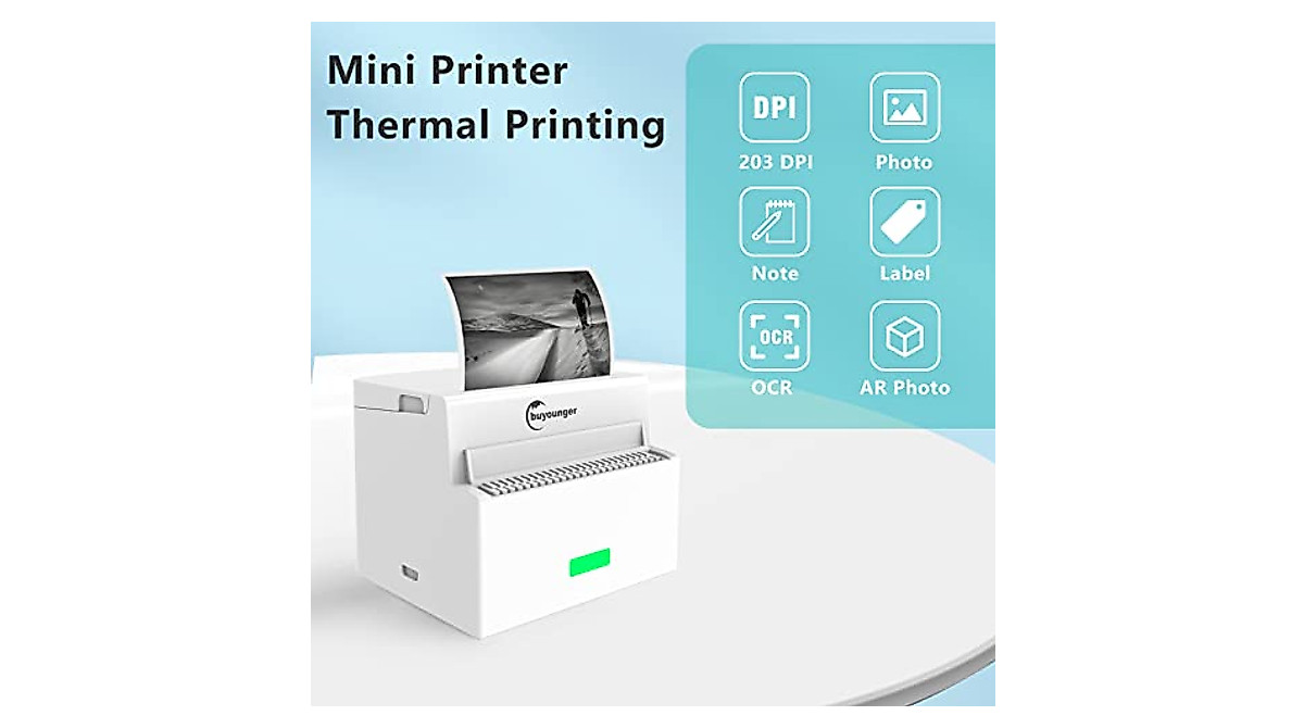 Buyounger Mini Printer - Compact Bluetooth Sticker Printer for iPhone ...