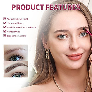 4D Hair Stroke Brow Stamp Brush, Home Eyebrow Care Kit 4D Laminated, 4D Laminated Brow Grooming Kit, Multifunction Ultra-thin Angled Eyebrow Brush with Gel (Light brown)