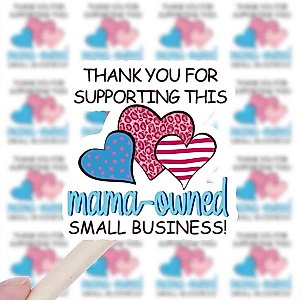 Wailozco 240 PC Cute Mama Owned Small Business Stickers,Funny Small Business Envelopes Stickers for Business Packages/Handmade Goods/Bags, Theme Small Shop Business Stickers for Envelopes Seals