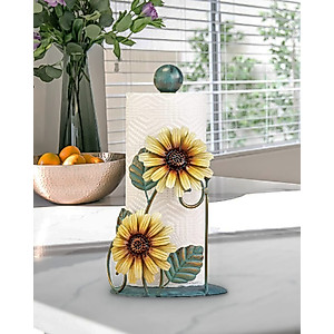 Sunflower Paper Tower Holder Kitchen Home Desk Holders, Metal Free Standing Detachable Black Paper Holder, Stainless Base Hollow Butterfly Paper Storage Shelf, Bathroom Floor Decoration Accessories