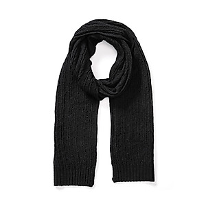 Villand 3 in 1 Womens Wool Hat Gloves & Scarf Winter Set, 3 Piece Cable Knitted Beanie Hat for Women with Gift Box, Black