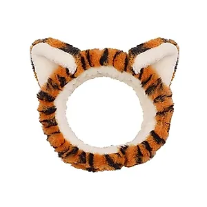 Hofar Tiger Face Wash Headband Hairband with Tiger Ears Coral Fleece Cartoon Cute Creative Hair Accessories