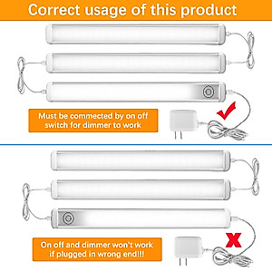 LED Under Cabinet Lighting plug in – ZHIKE (2020 New) Touch Dimmable linkable closet Light for Counter Kitchen Accent Light Natural White 4000K, Tool-Free Install, 9" Length 3-Bars ETL Adapter