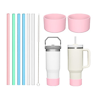 Airboat 6Pack Replacement Straws and 2Pack Protective Silicone Boot Sleeve for Stanley 40oz 30oz 20oz 14oz Tumbler