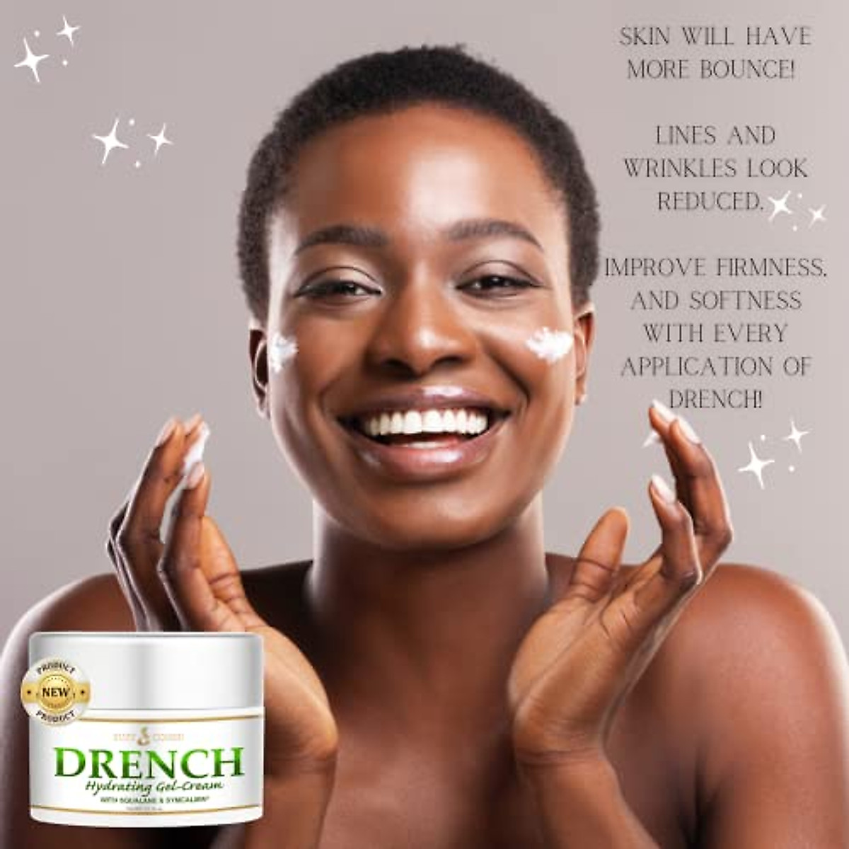 Suzy Cohen Drench Hydrogel Face Moisturizer for Women and Men. Soothes dry, itchy, dull skin and softens fine lines. Anti-aging face cream for dry skin with squalane, aloe, aspen extract & Sym-Calmin.