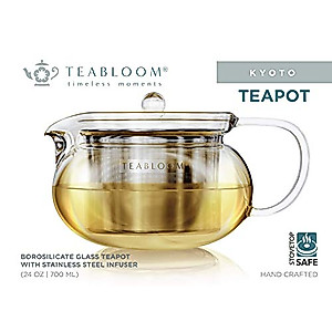 Teabloom Kyoto 2-in-1 Tea Kettle and Tea Maker – Glass Teapot with Removable Loose Tea Infuser – Tea Connoisseur's Choice