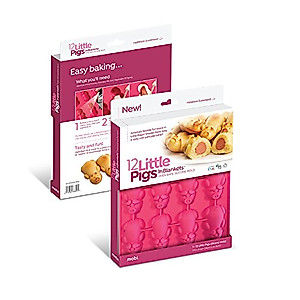 Mobi 12 Little Pigs in a Blanket Silicone Baking Mold, Pink