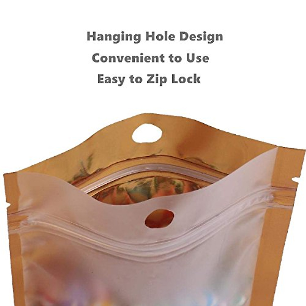 Wekoil 100 Pcs Clear Golden Zip Lock Mylar Bags Aluminum Foil Resealable Packaging storing Plastic Valve Zipper Pouches Bulk Food Storage Foil Lined Grip Seal Wrap 9x16cm(3.5 x 6 inch)