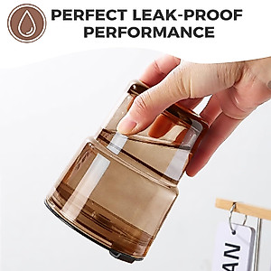 Puraville 12 oz Coffee Cup 2pcs Glass Cups with Lids and Straws Coffee Mug Set with Insulated sleeve Glass Tumbler Drinking Jar, Amber and Gray