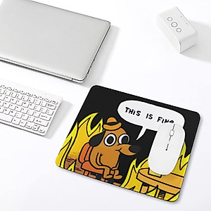This is Fine Dog Fire Funny Meme Mouse Pad Non-Slip Gaming Mouse Pad with Stitched Edge Computer Pc Mousepad Rubber Base for Office Home