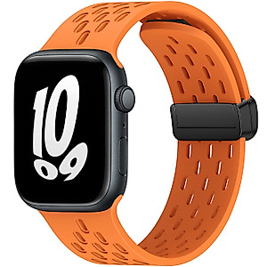 Magnetic Anti Sweat Sport Band/Strap for Apple Watch, Waterproof Breathable Silicone Correas. Para Compatible with iWatch Ultra SE Series 10/9/8/7/6/5/4/3/2/1,For Women Men, 42mm 44mm 45mm 46mm 49mm