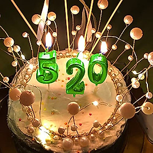 Green Birthday Candles 2 Candle 2nd Two Years Cake Bady Roman Numberal Cool Number Candle No 20 21 22 23 25 24 26 28 27 29