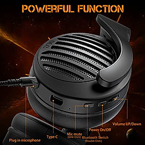 OCG Gaming Headset Dual Wireless Lossless 2.4G Bluetooth Gaming Headphones with Detachable Microphone 50mm Speakers - for PC, PS4, PS5,Smartphone,MacBook,Notebook,Tablet Black