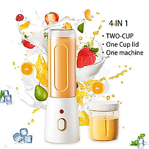 15 Oz Portable Blender Optional Double Cup(Big+Small),USB Rechargeable with 10-Blades, Blender for Shakes and Smoothies, Complementary Food,Crush Ice,Stainless Steel Blades,For Outdoor and Travel