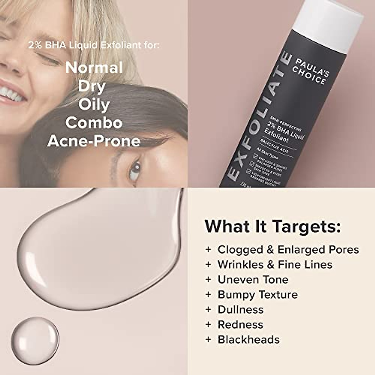 Paula's Choice Skin Perfecting 2% BHA Liquid Salicylic Acid Exfoliant Duo, Gentle Exfoliator for Blackheads, Large Pores, Wrinkles & Fine Lines, Includes 1 Full Size Bottle & 1 Travel Size Bottle