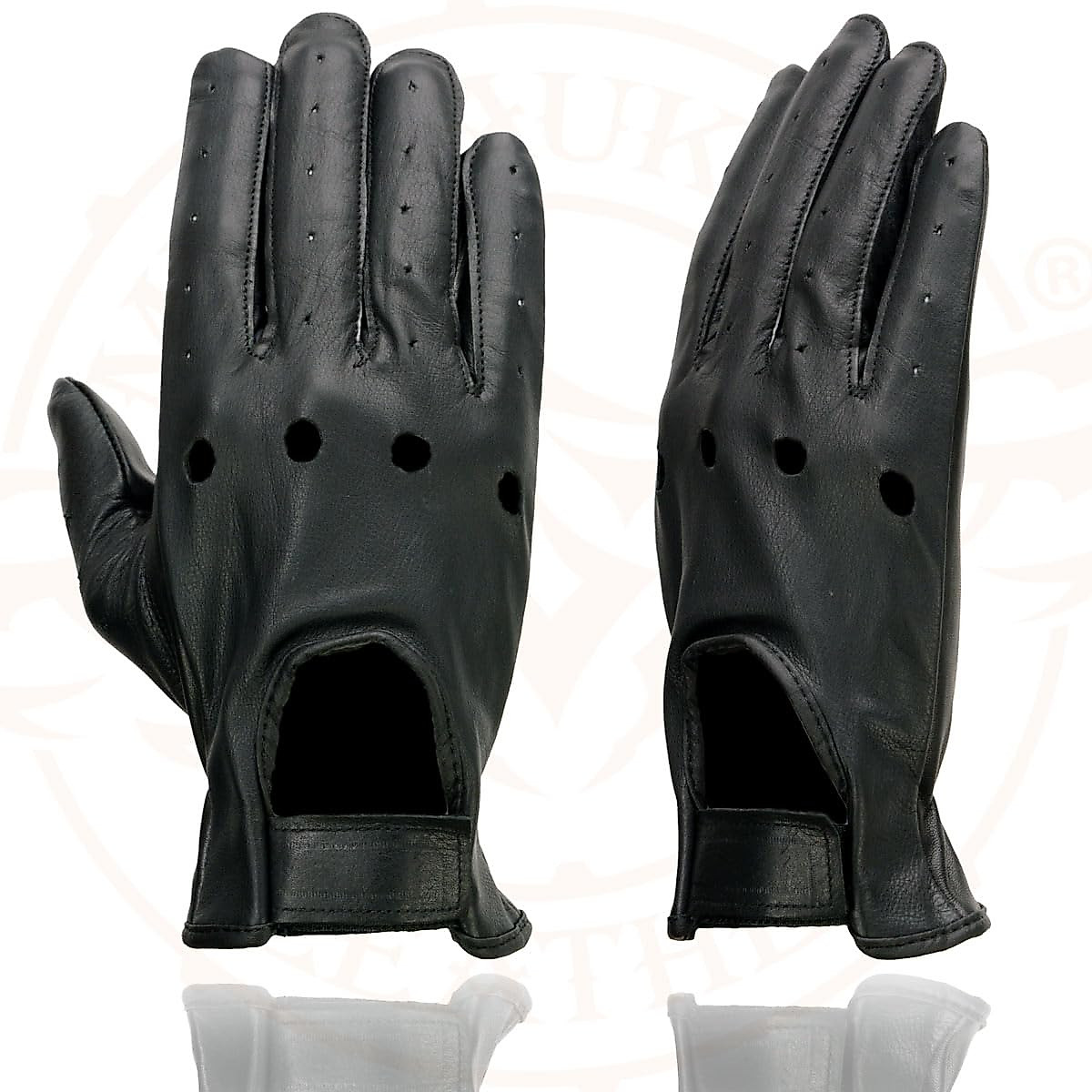 Milwaukee Leather SH247 Men's Black Leather Unlined Classic Style Driving Gloves - Medium