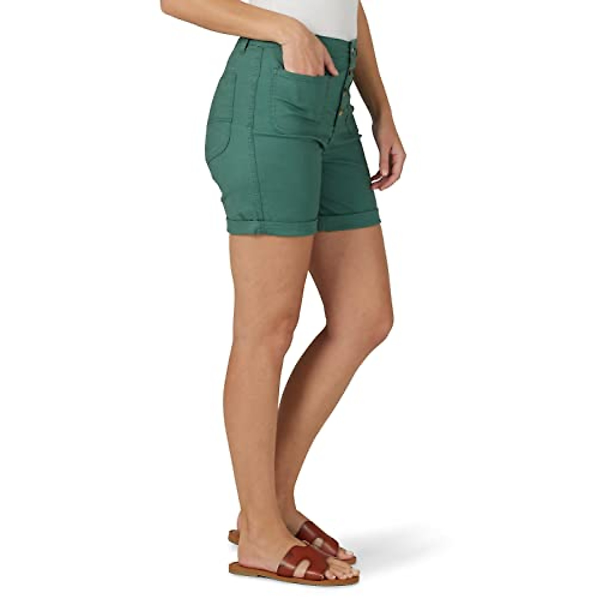 Lee Women's Legendary High-Rise Patch Front Short, Fern, 12