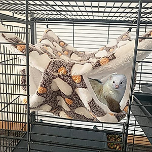 OINEEDU Pet Small Animal Cage Hammock Guinea Pig Rat Hammock- Soft Warm Bunkbed Hammock-Fit for Kitten,Ferret,Squirrel,Chinchilla,Rat,Hamster or Other Small Animals -13.39'' x 13.39'' (Love Coffee)